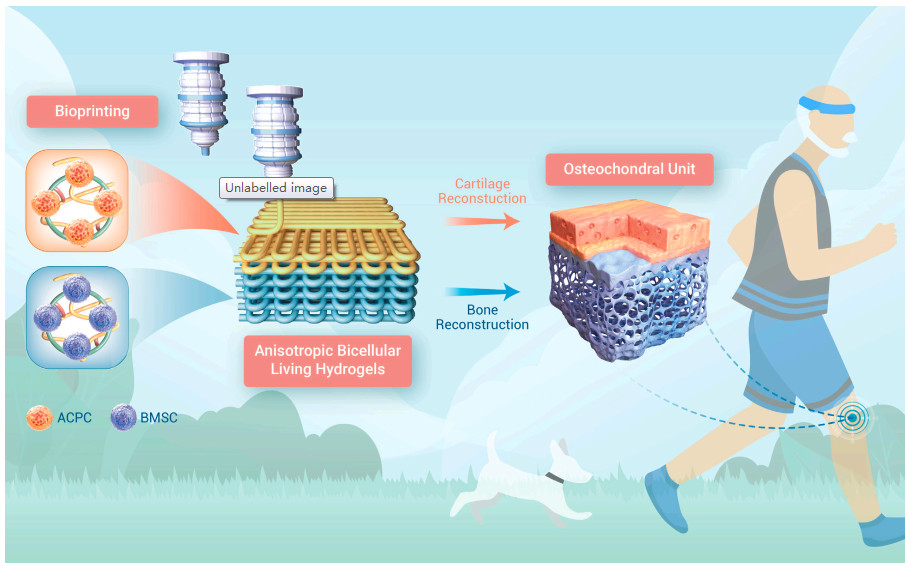 3D-bioprinted anisotropic bicellular living hydrogels boost ...